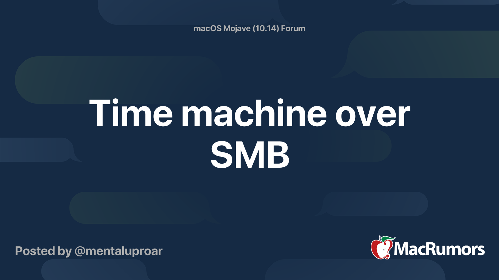 Time machine over SMB | MacRumors Forums