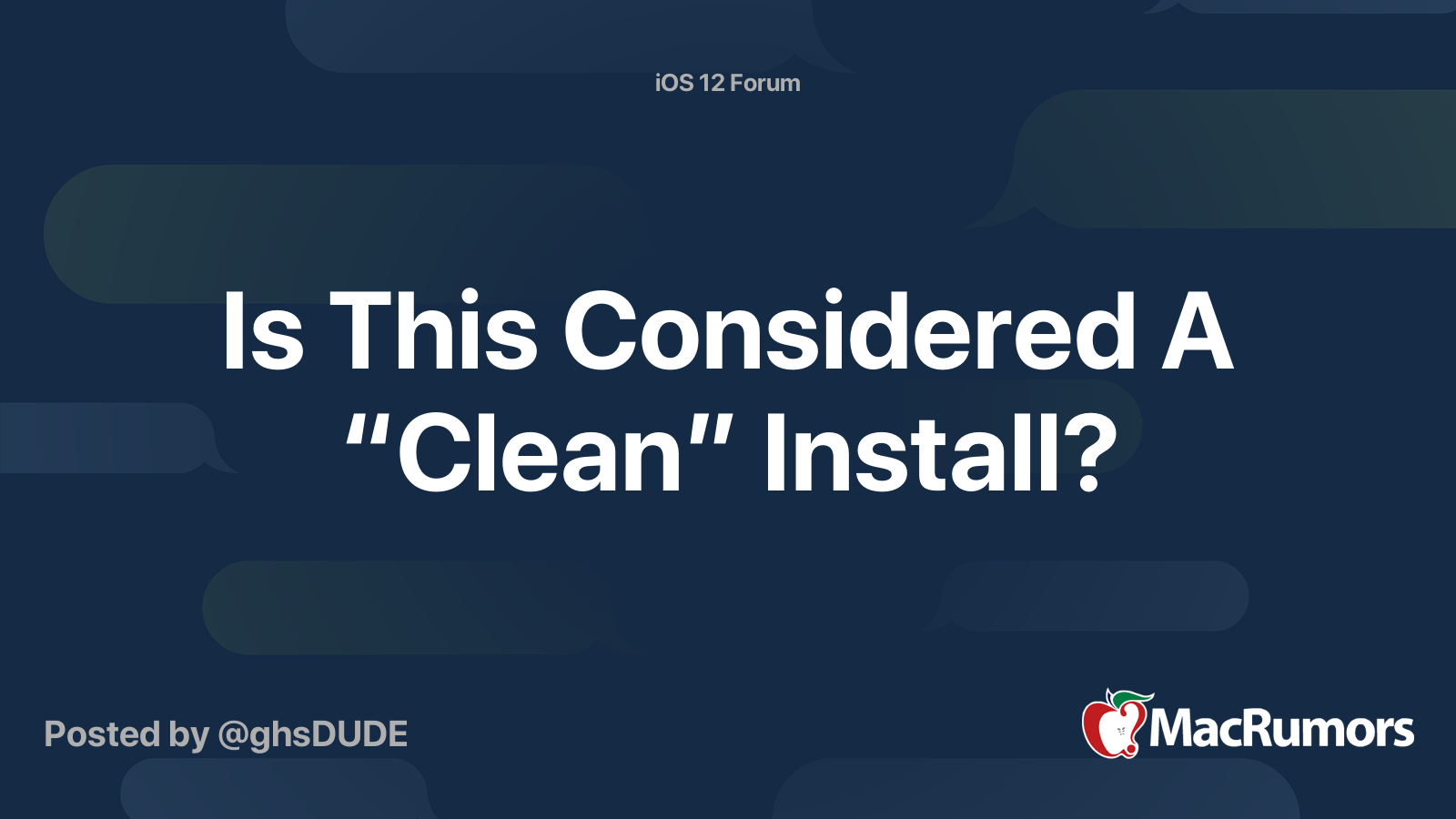 Is This Considered A “Clean” Install? | MacRumors Forums