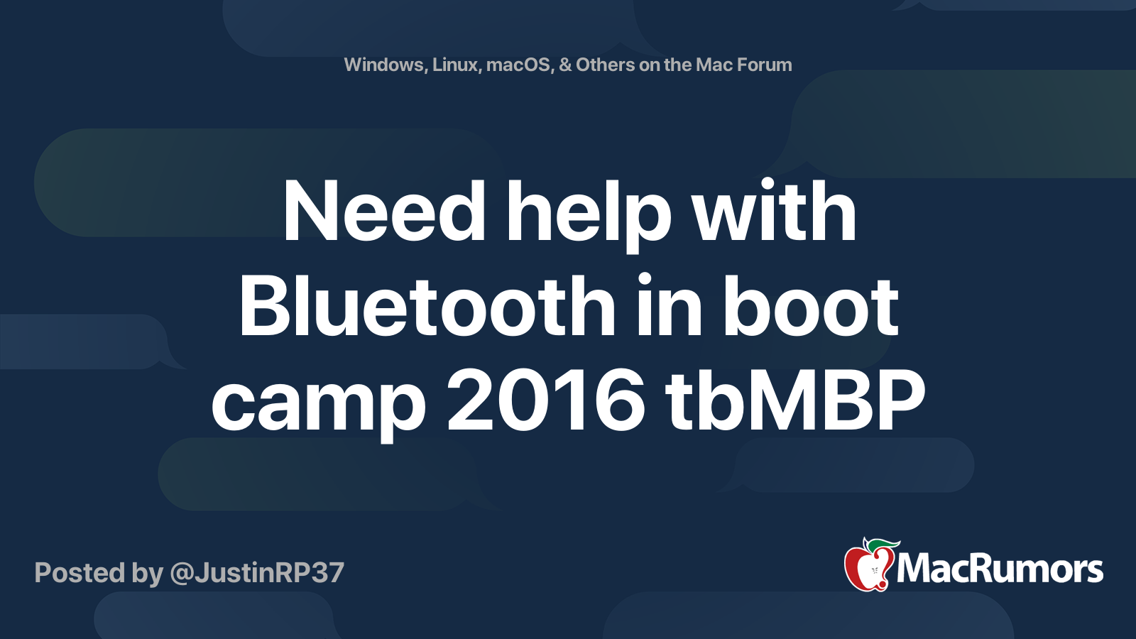 Need help with Bluetooth in boot camp 2016 tbMBP | MacRumors Forums