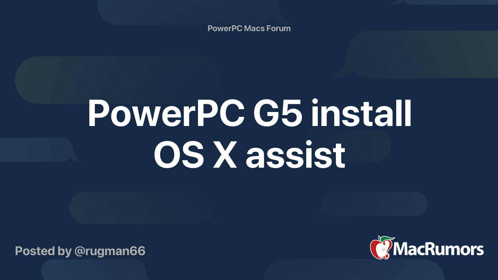 PowerPC G5 install OS X assist | MacRumors Forums