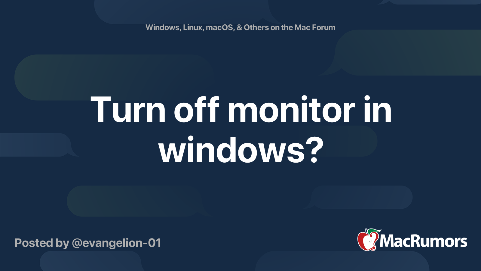 Turn off monitor in windows? | MacRumors Forums