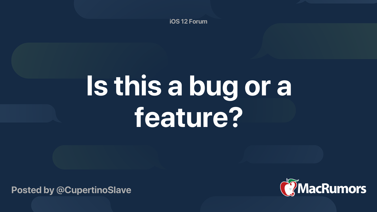 Is this a bug or a feature? | MacRumors Forums