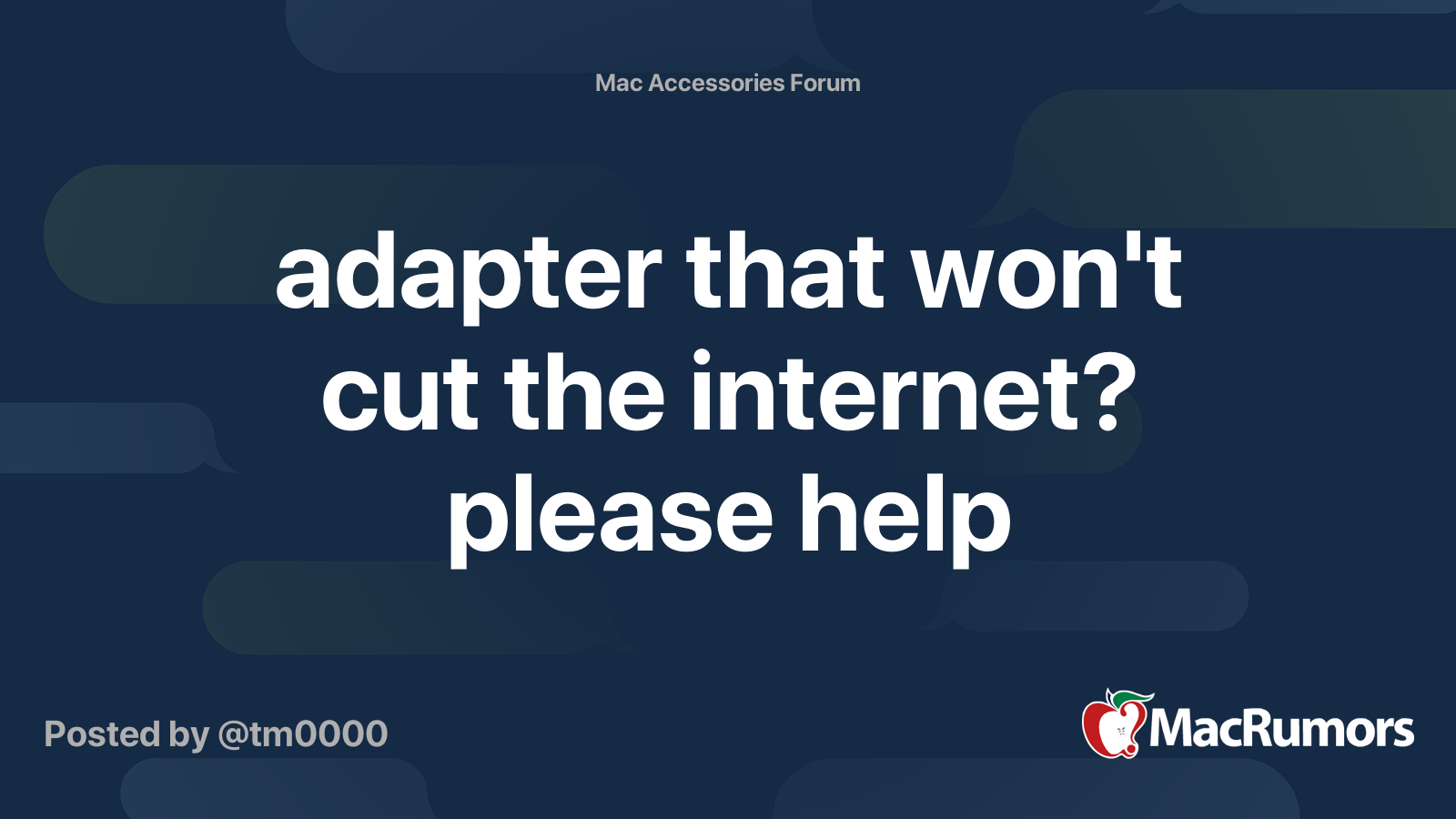 adapter that won't cut the internet? please help | MacRumors Forums