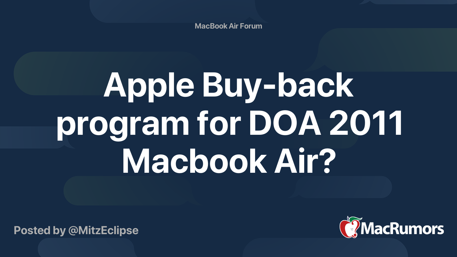 Apple Buy-back program for DOA 2011 Macbook Air? | MacRumors Forums