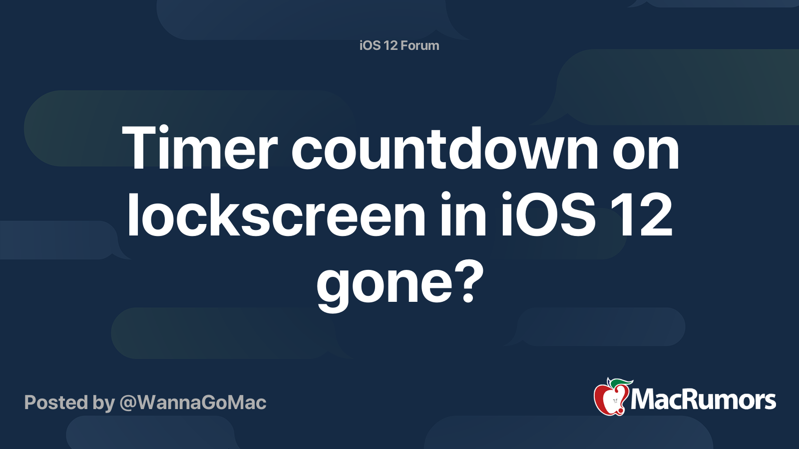 Timer countdown on lockscreen in iOS 12 gone? | MacRumors Forums