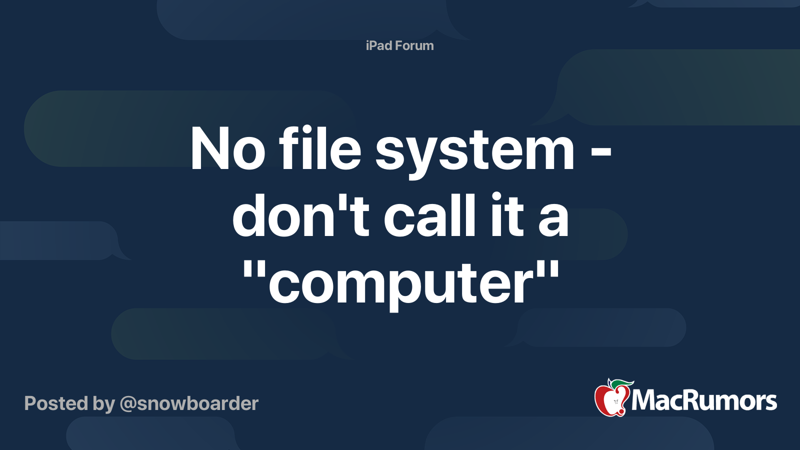 No file system - don't call it a "computer" | MacRumors Forums