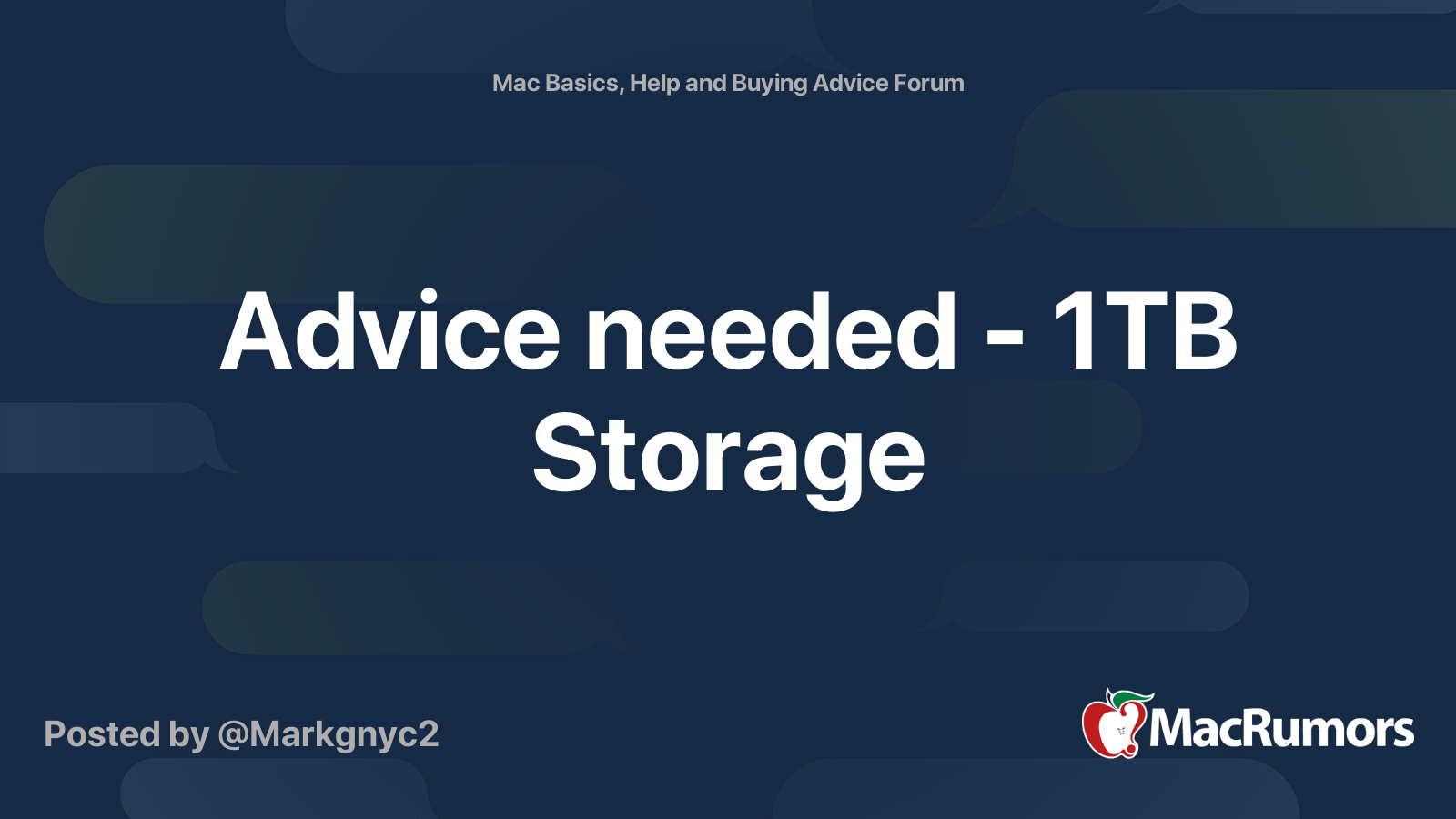 Advice needed - 1TB Storage | MacRumors Forums