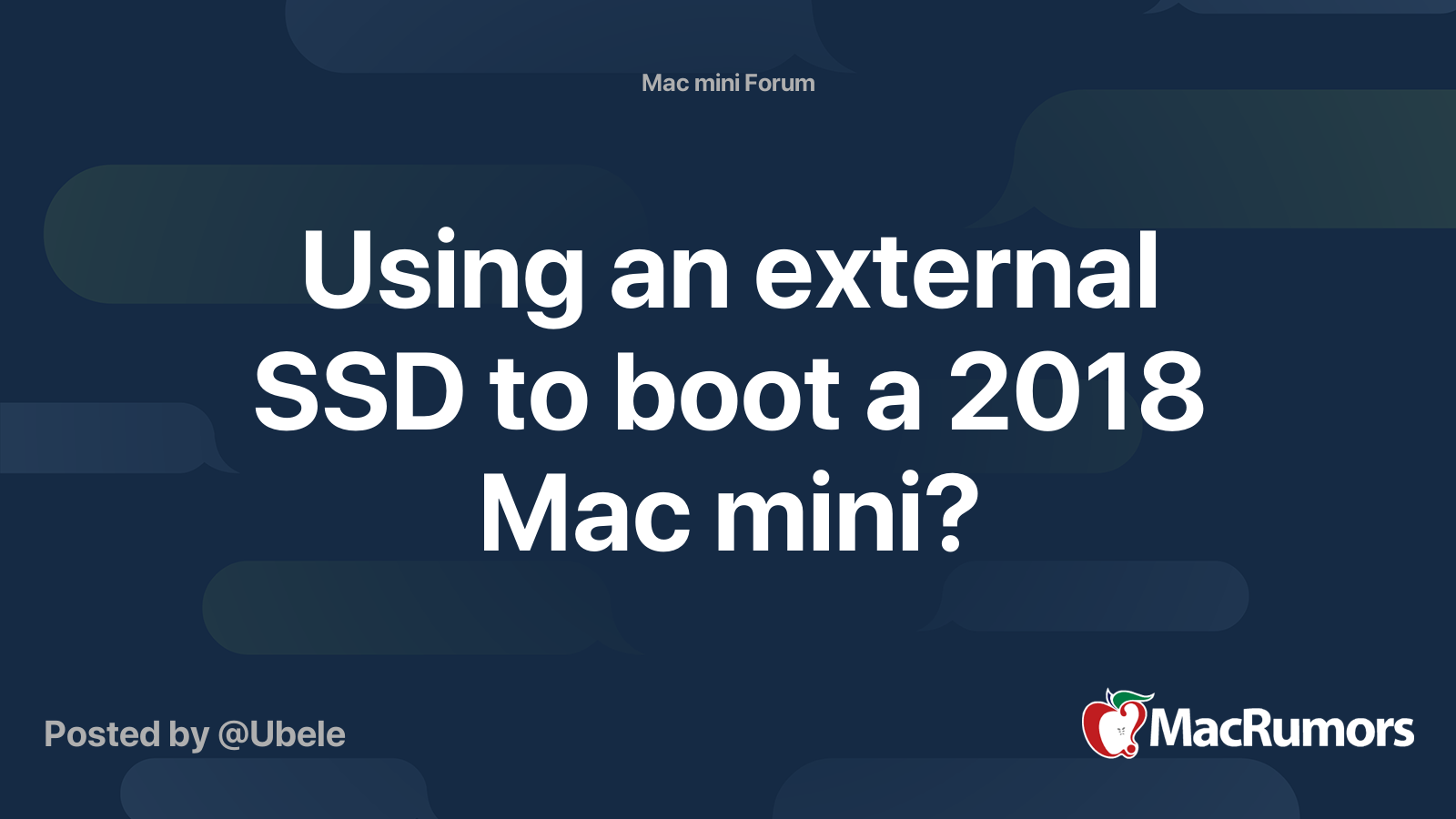 Using an external SSD to boot a 2018 Mac mini? | MacRumors Forums