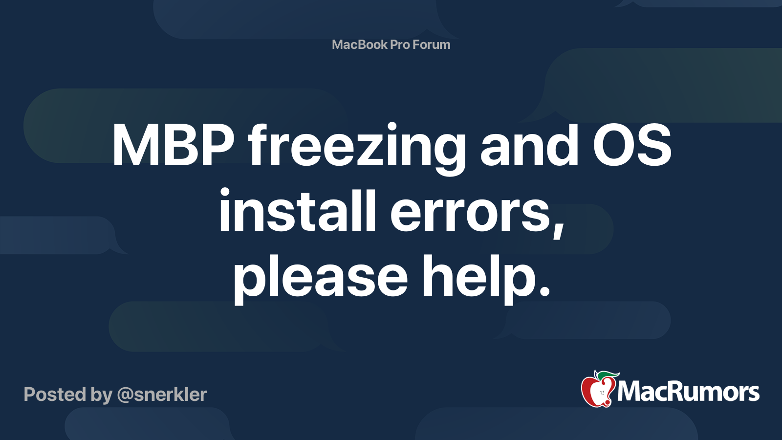 MBP freezing and OS install errors, please help. | MacRumors Forums