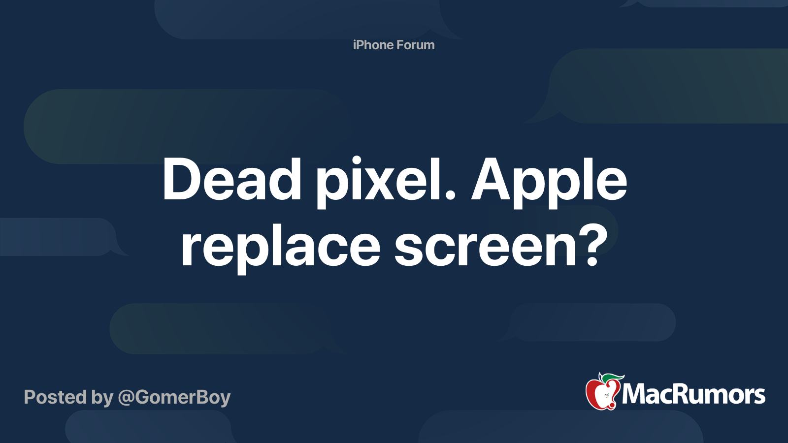 Dead pixel. Apple replace screen? | MacRumors Forums