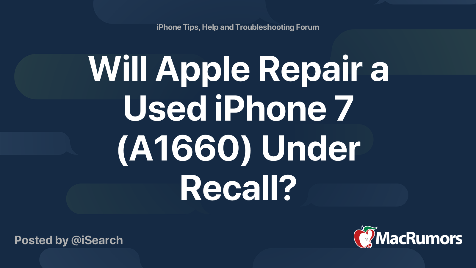 Will Apple Repair a Used iPhone 7 (A1660) Under Recall? | MacRumors Forums