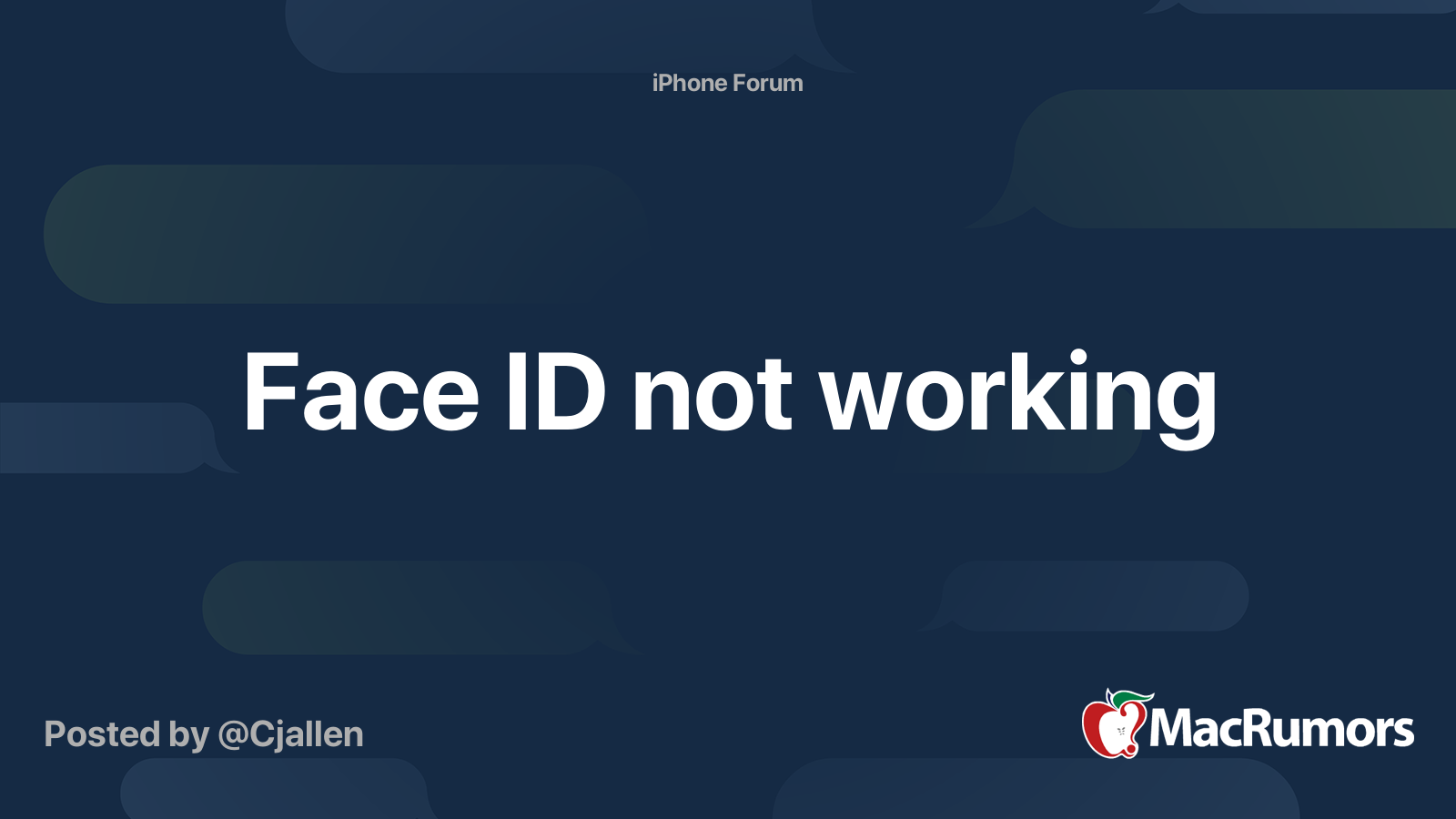 Face ID not working | MacRumors Forums
