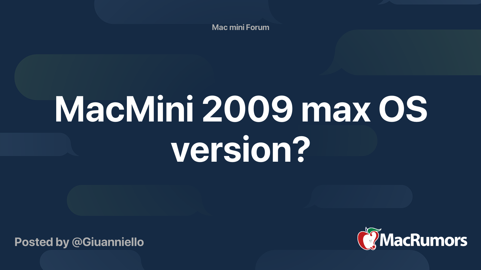 MacMini 2009 max OS version? | MacRumors Forums