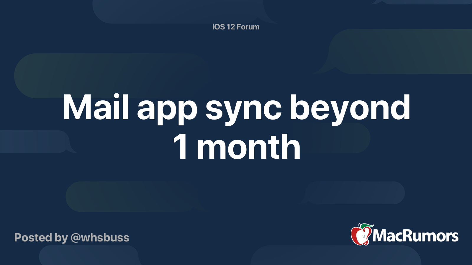 Mail app sync beyond 1 month | MacRumors Forums