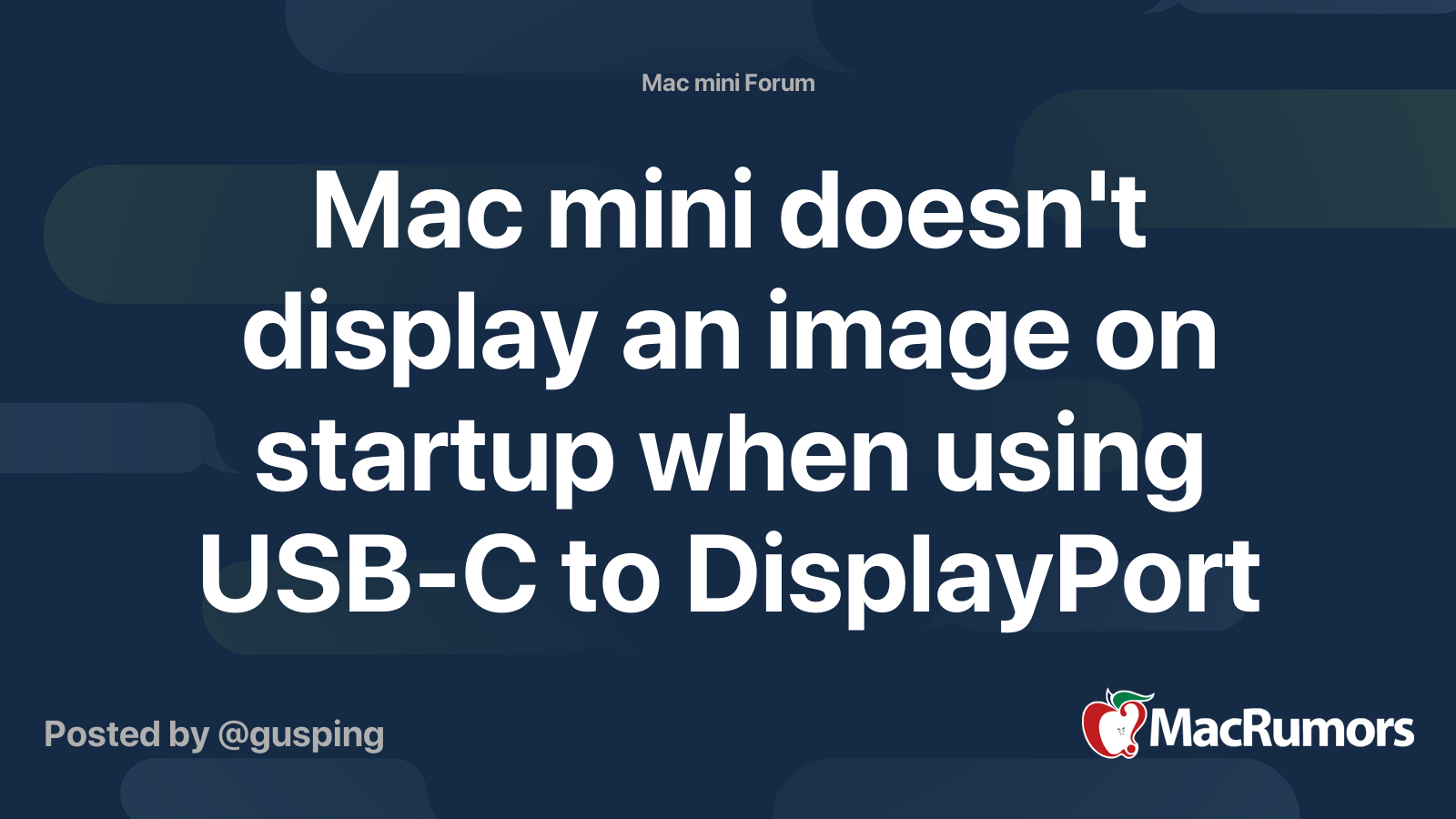 Mac mini doesn't display an image on startup when using USB-C to ...