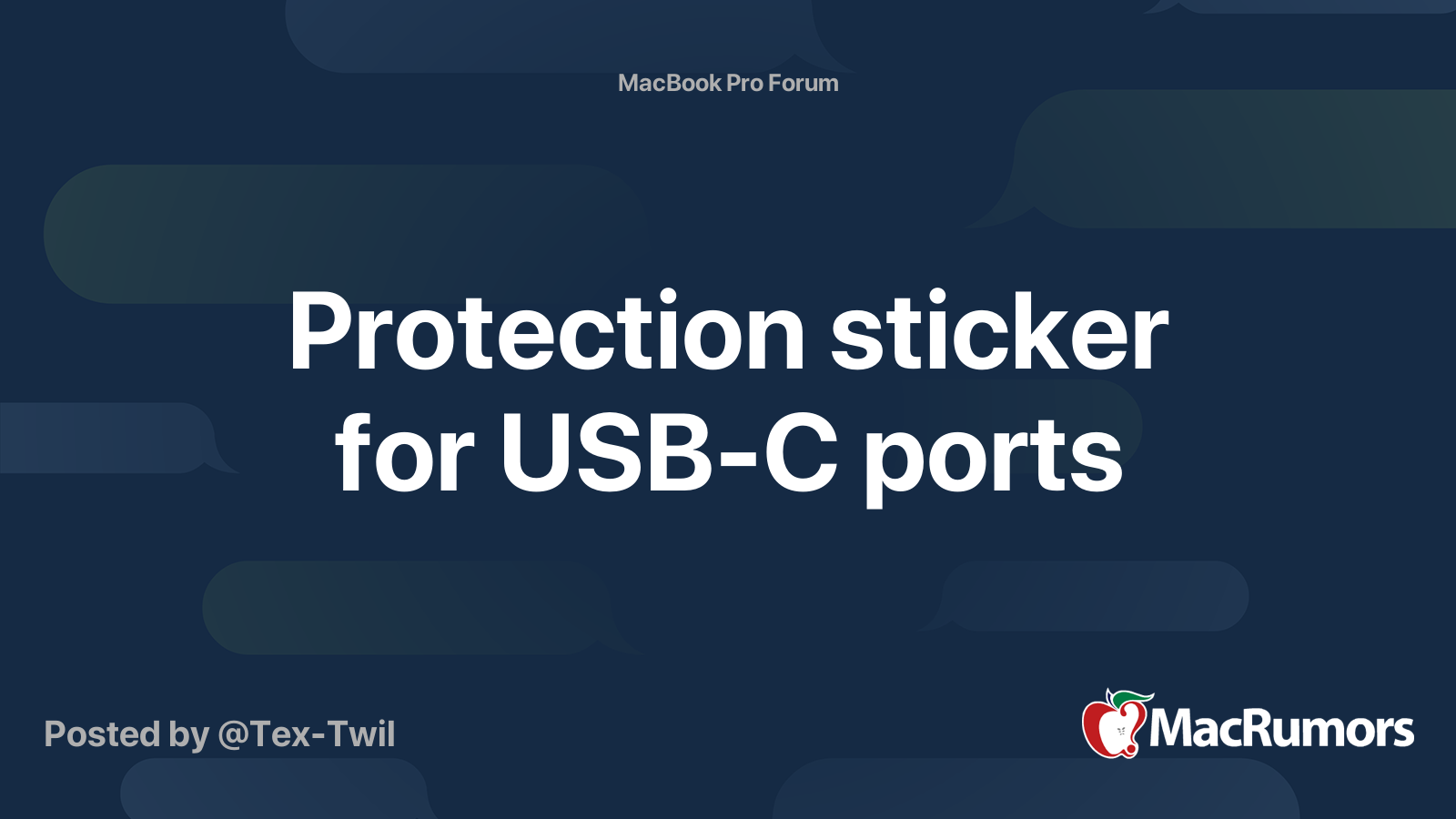 Protection sticker for USB-C ports | MacRumors Forums