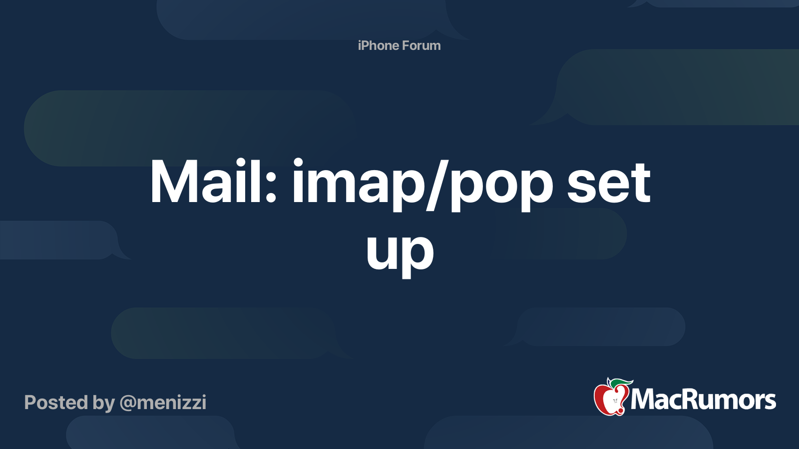 Mail: imap/pop set up | MacRumors Forums