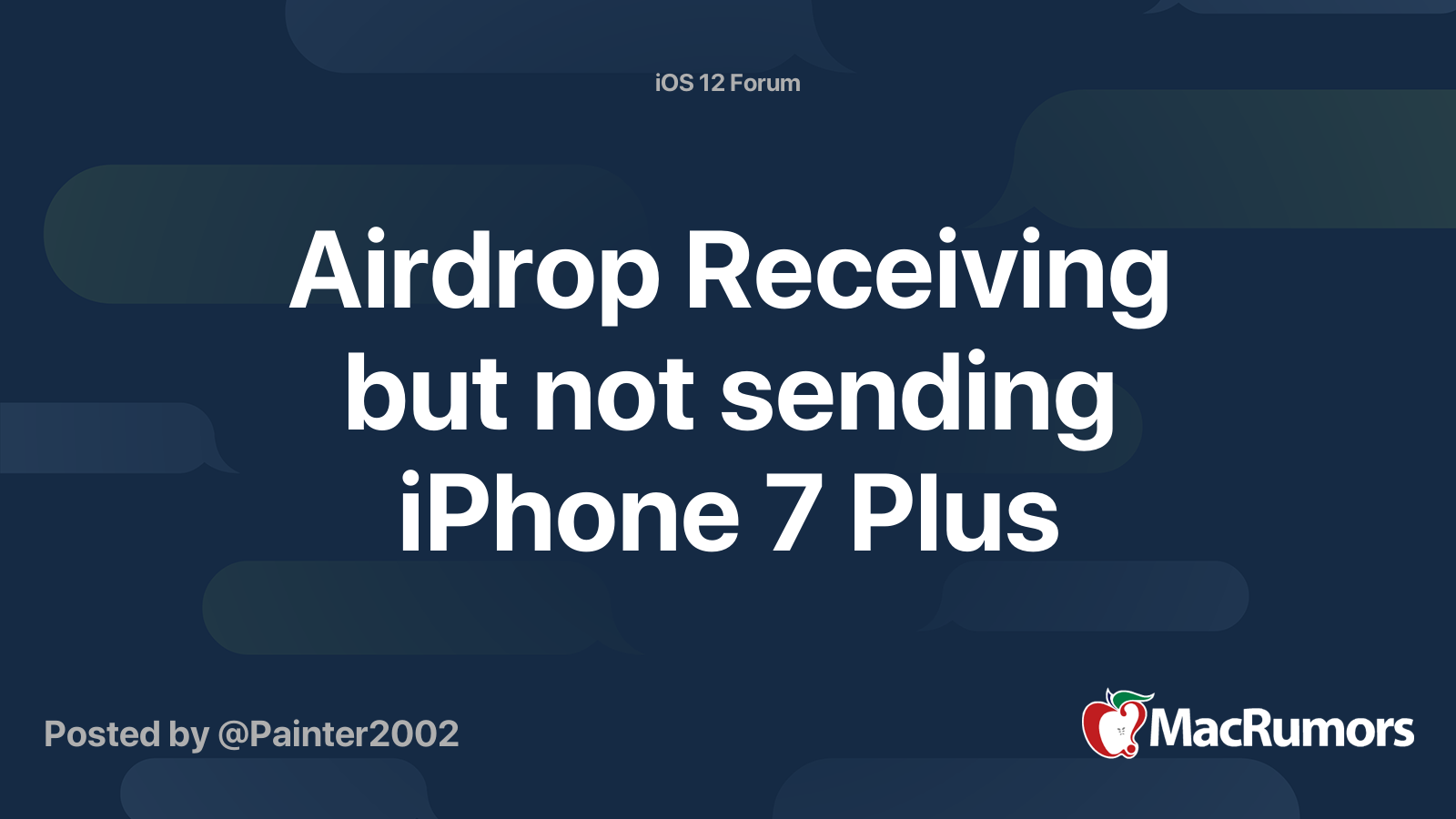 Airdrop Receiving but not sending iPhone 7 Plus | MacRumors Forums
