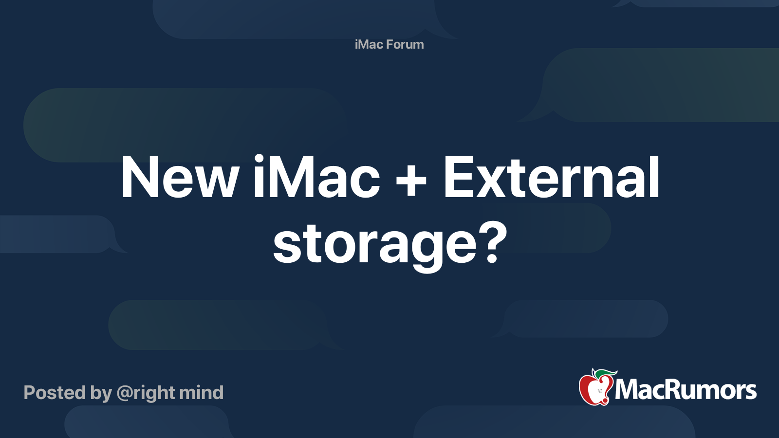 New iMac + External storage? | MacRumors Forums