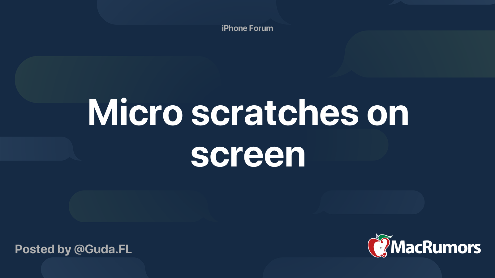 Micro scratches on screen | MacRumors Forums