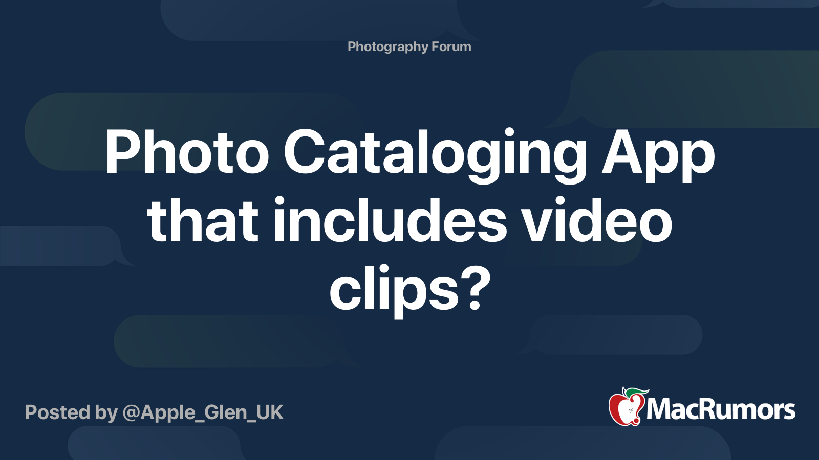 Photo Cataloging App that includes video clips? | MacRumors Forums