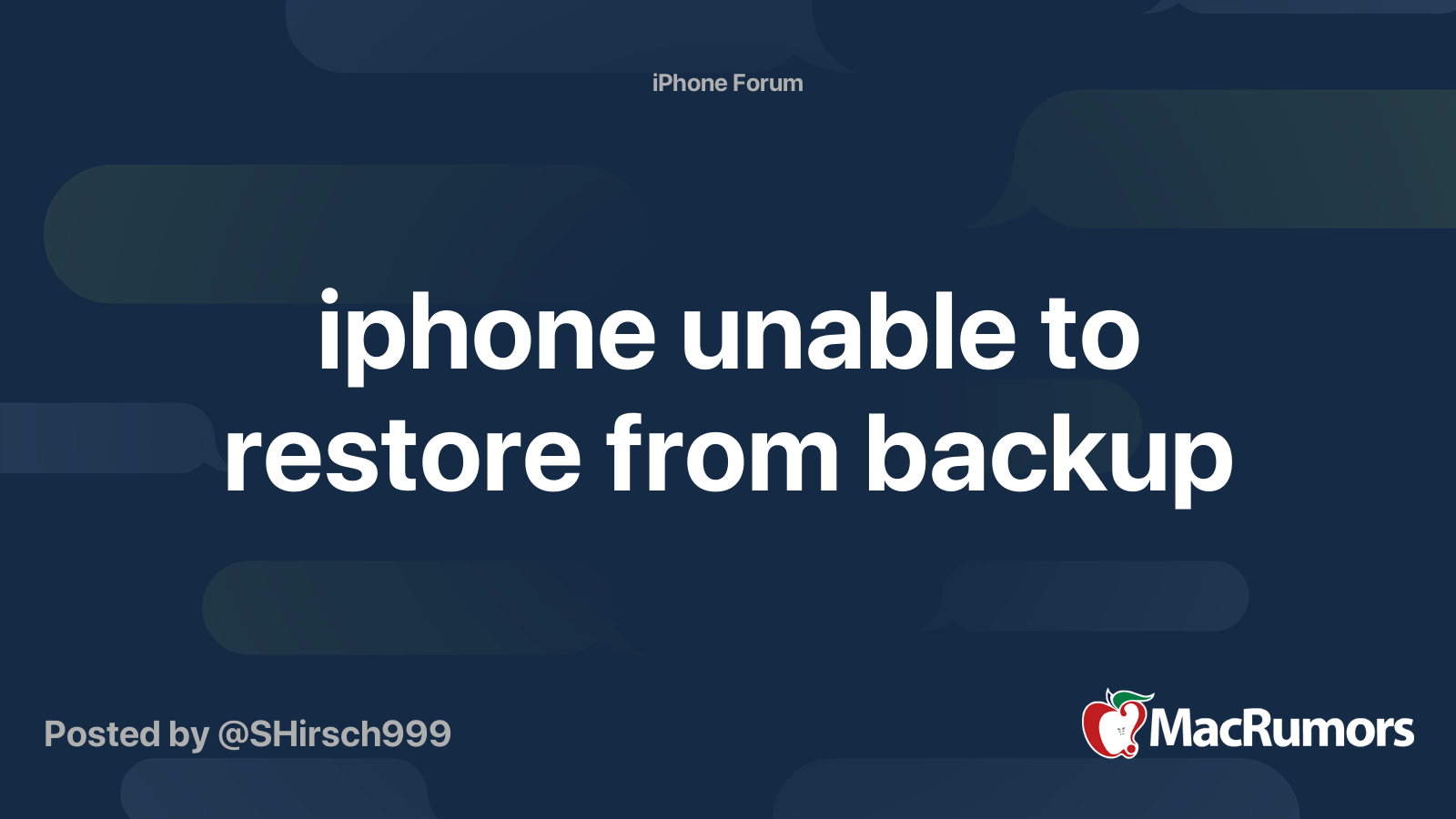 iphone unable to restore from backup | MacRumors Forums