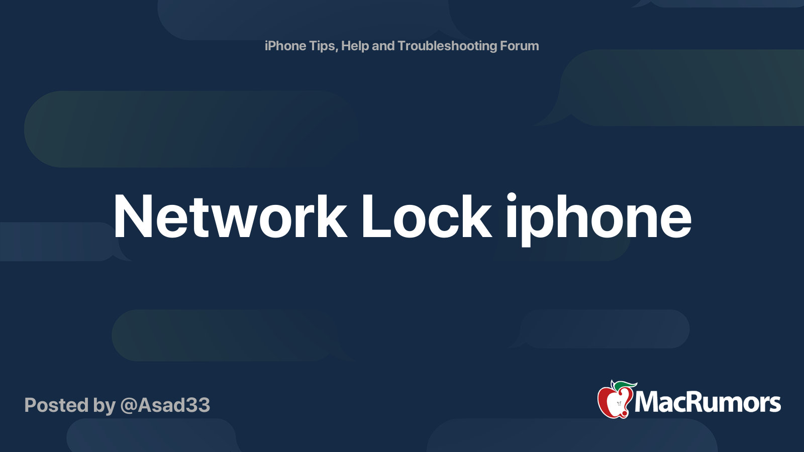 Network Lock iphone | MacRumors Forums