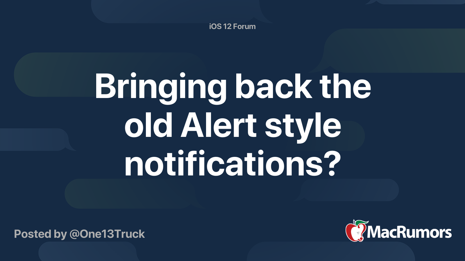 Bringing back the old Alert style notifications? | MacRumors Forums