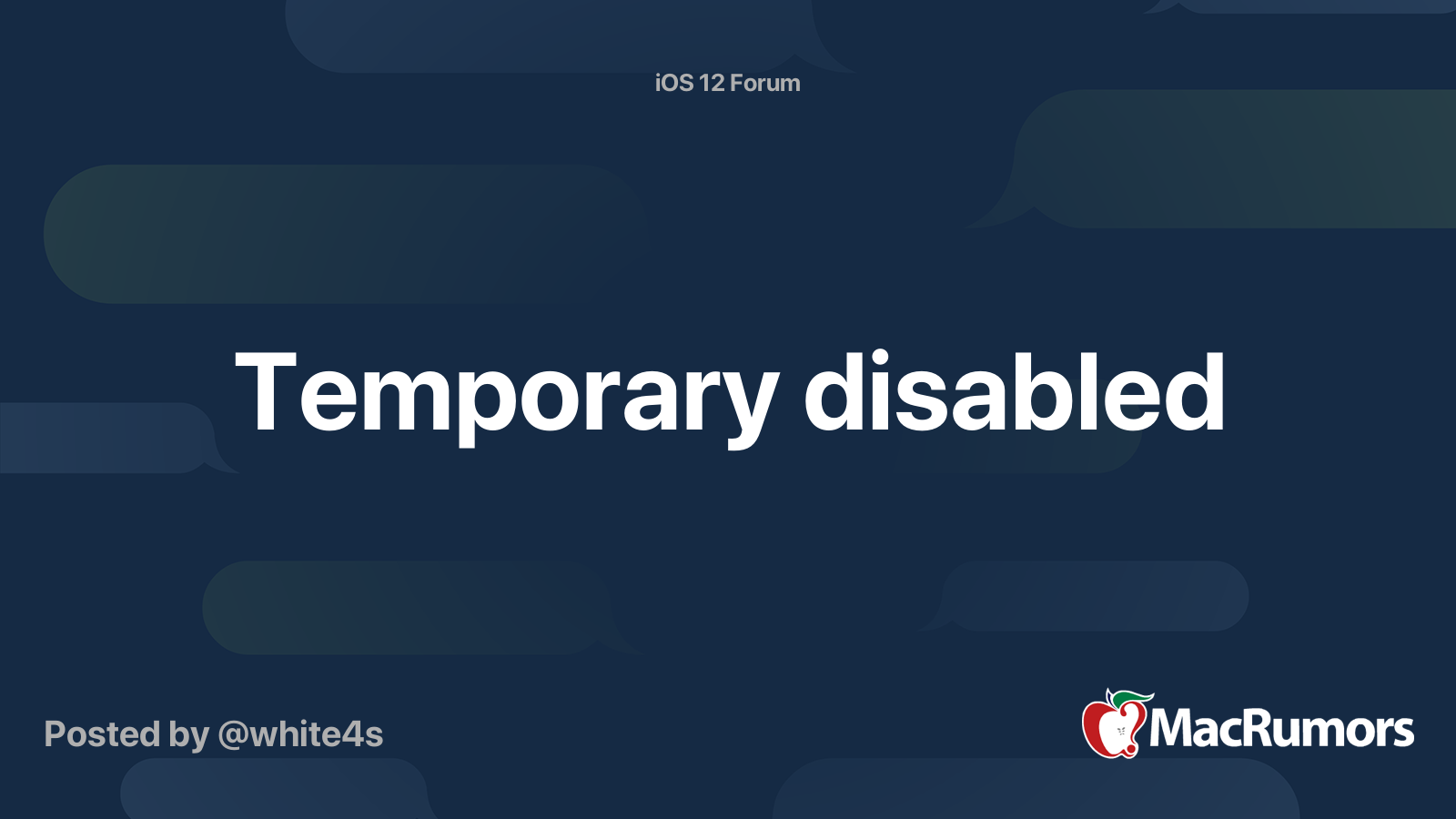 Temporary disabled | MacRumors Forums
