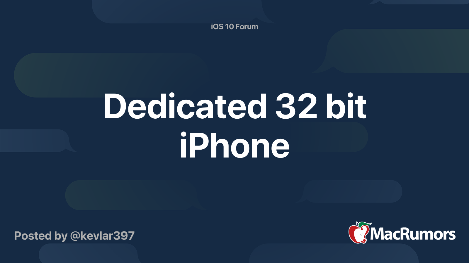 Dedicated 32 bit iPhone | MacRumors Forums