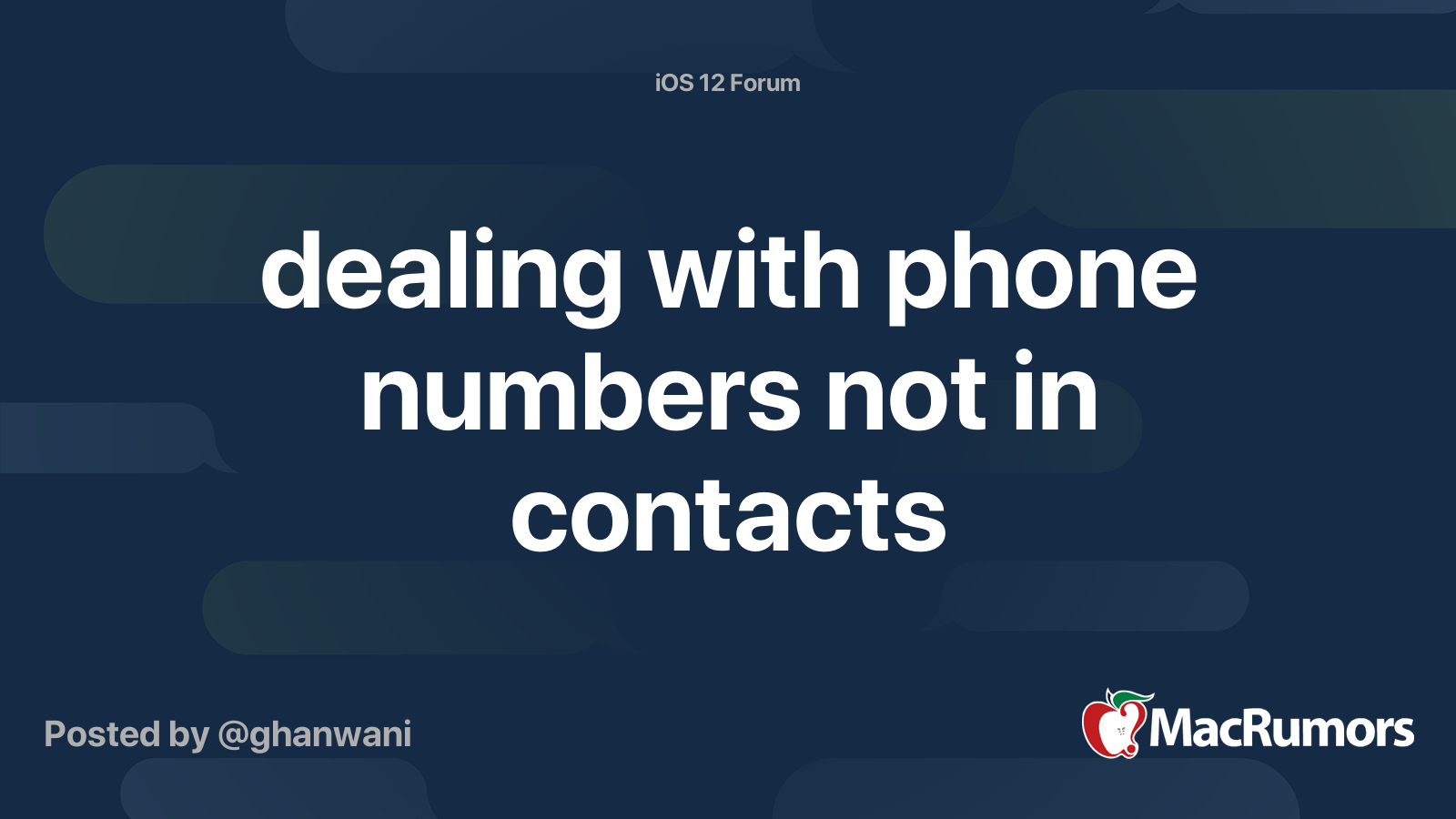 dealing with phone numbers not in contacts | MacRumors Forums