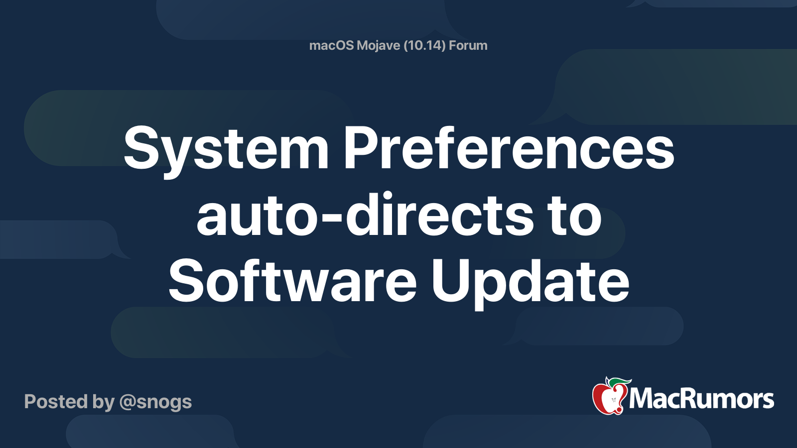 System Preferences auto-directs to Software Update | MacRumors Forums