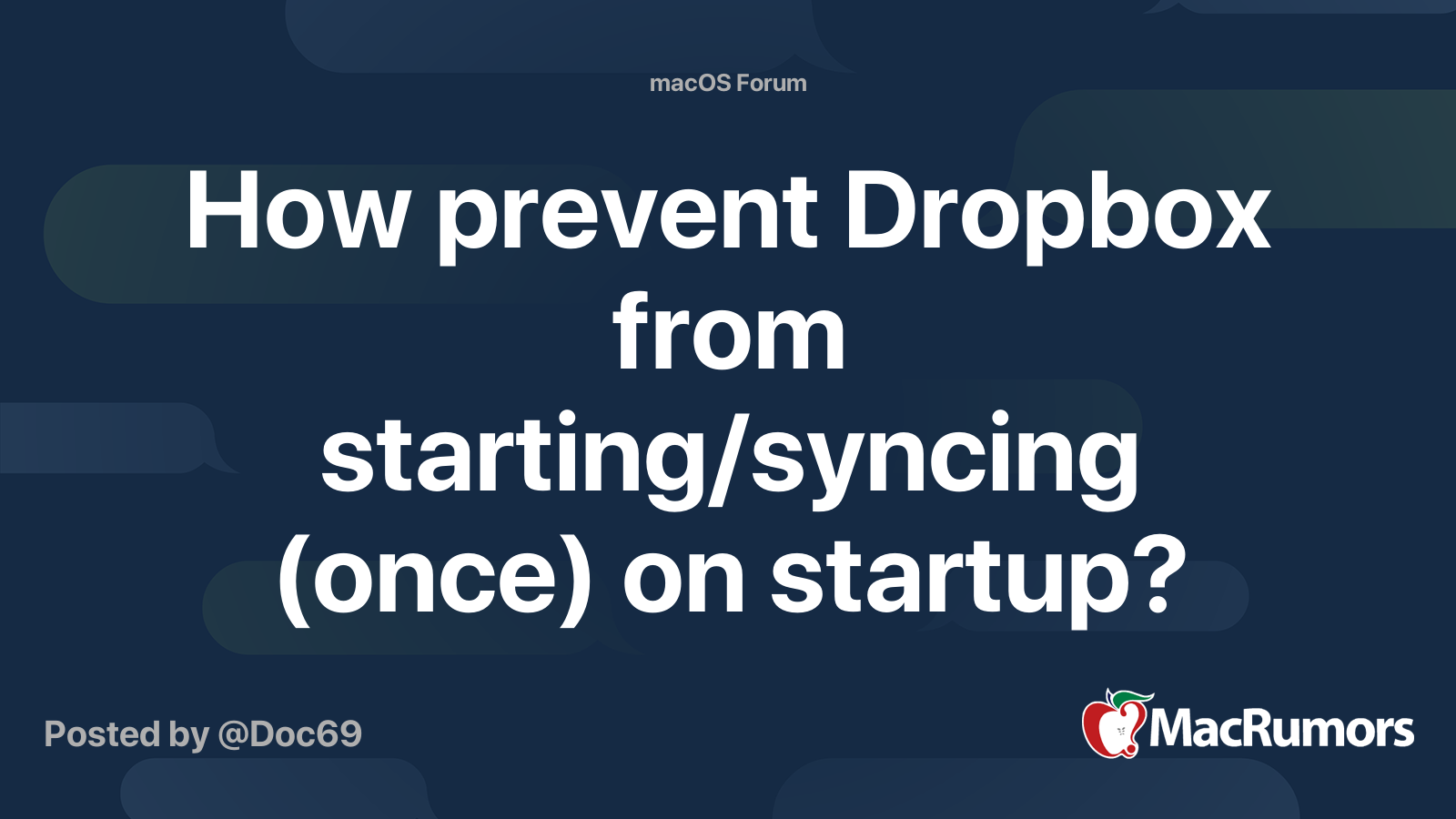 How prevent Dropbox from starting/syncing (once) on startup ...