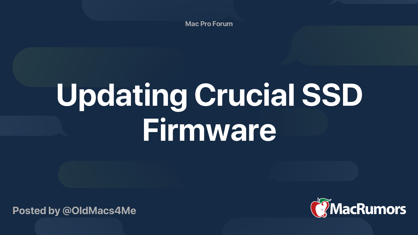 Updating Crucial SSD Firmware | MacRumors Forums