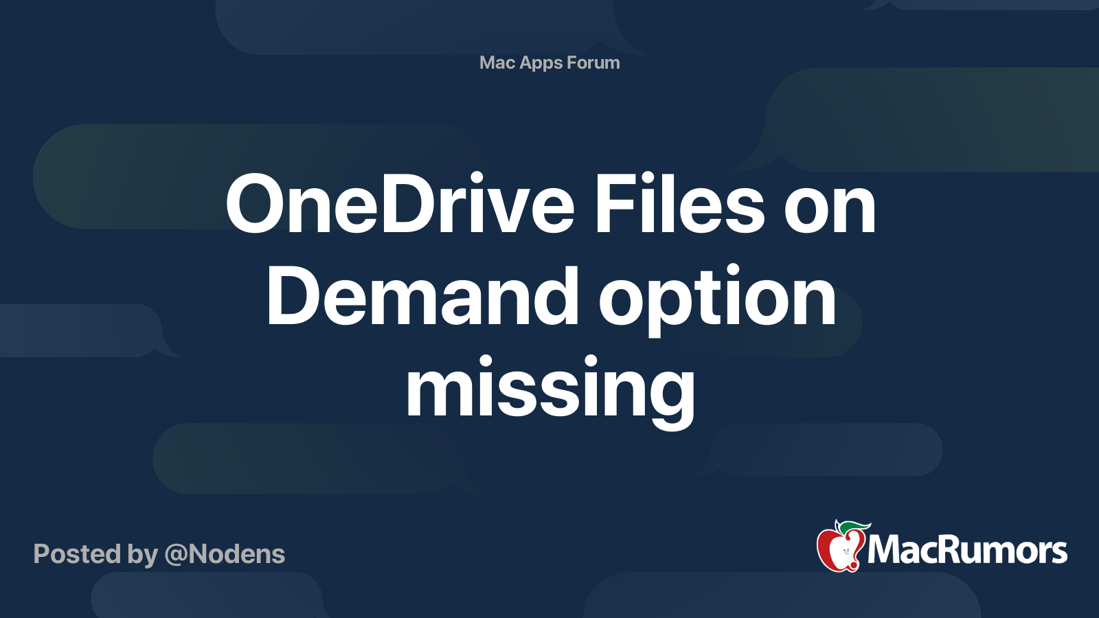 OneDrive Files on Demand option missing | MacRumors Forums