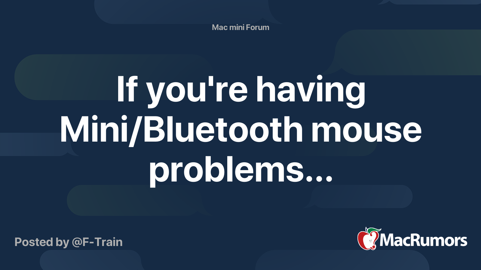 If you're having Mini/Bluetooth mouse problems... | MacRumors Forums
