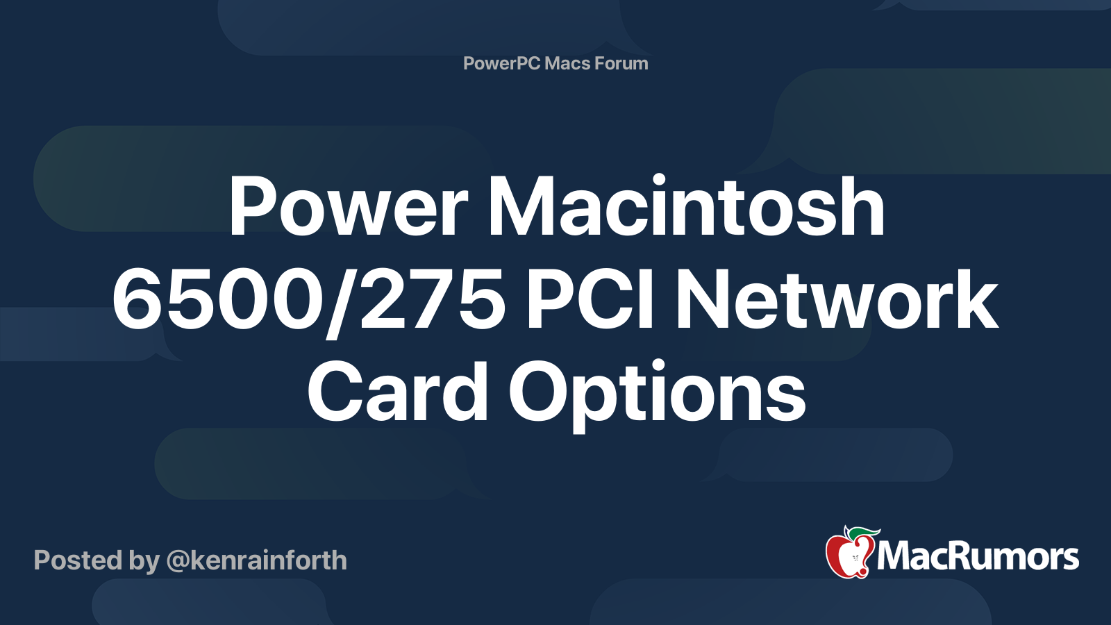Power Macintosh 6500/275 PCI Network Card Options | MacRumors Forums