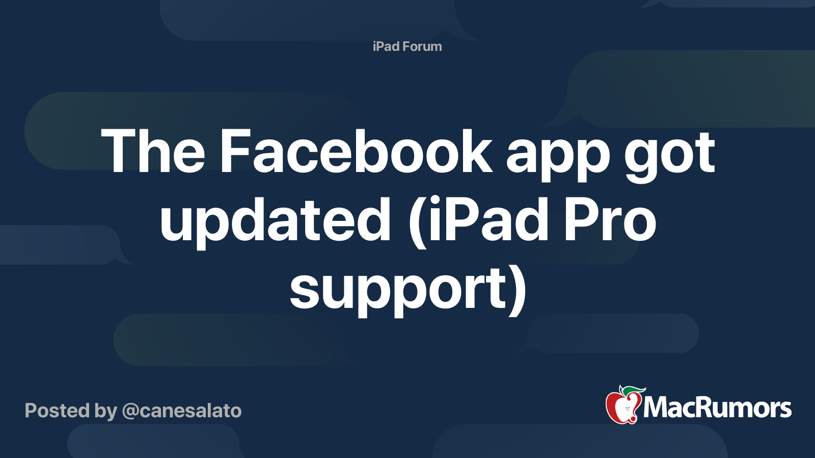 The Facebook app got updated (iPad Pro support) | MacRumors Forums