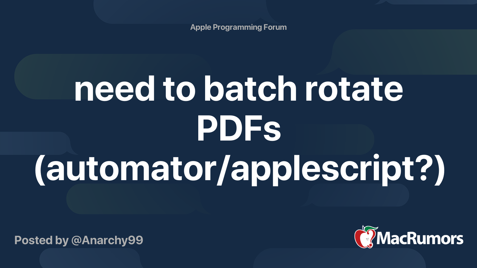 Need To Batch Rotate Pdfs Automatorapplescript Macrumors Forums 