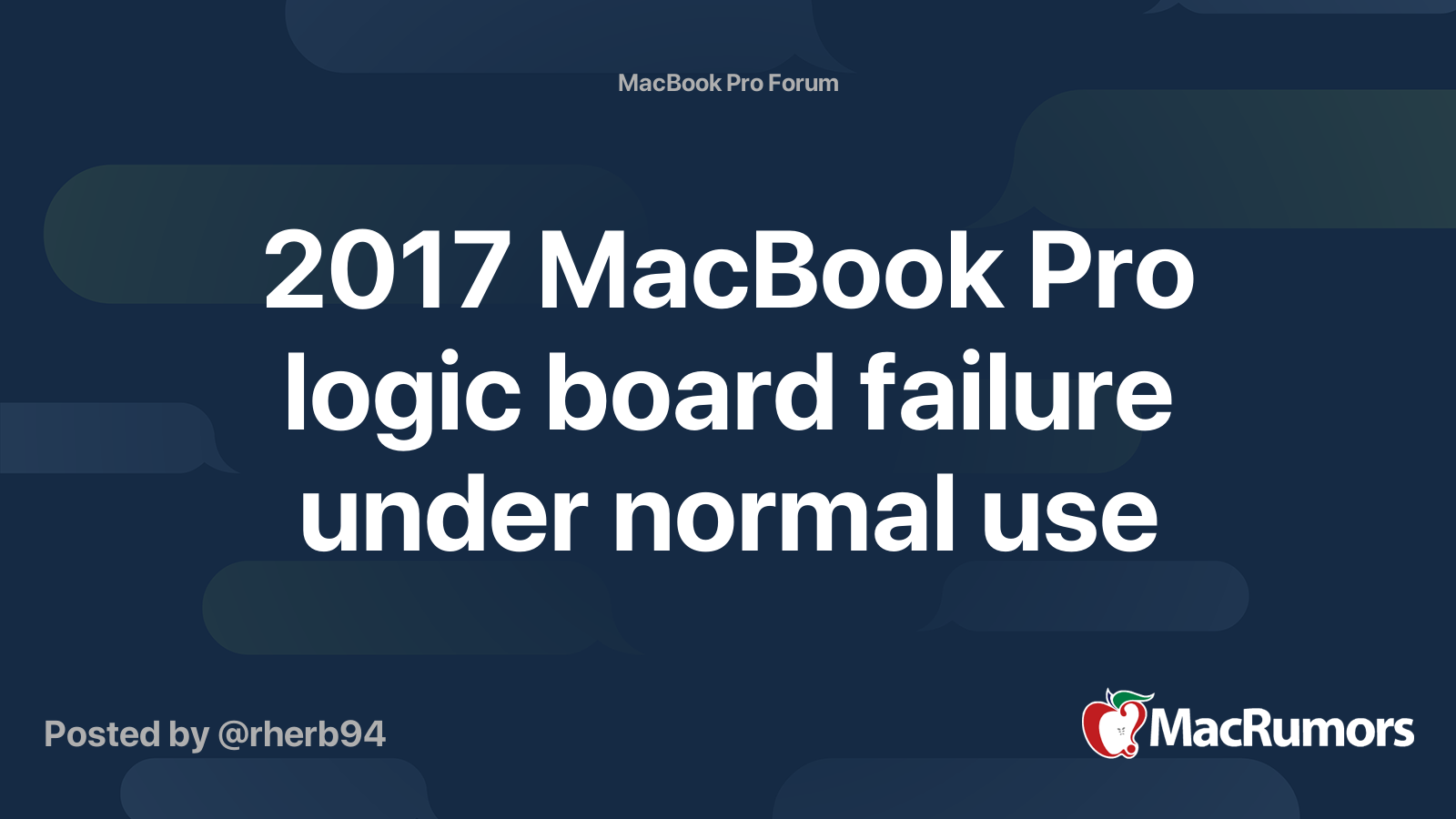 2017 MacBook Pro logic board failure under normal use | MacRumors Forums