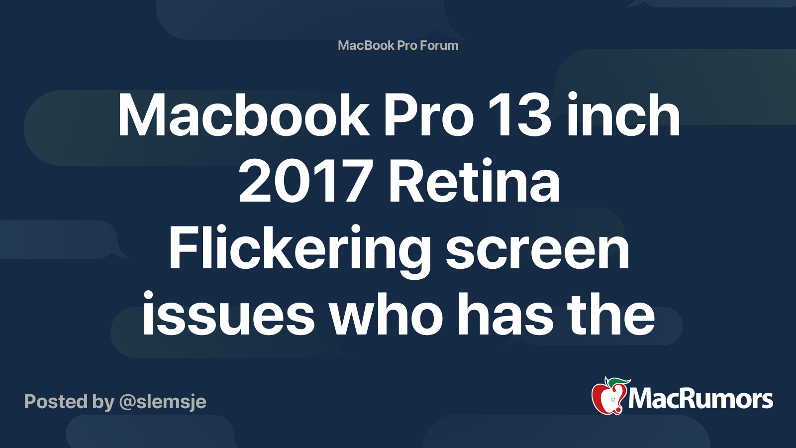 Macbook Pro 13 inch 2017 Retina Flickering screen issues who has the solution???? After update ...