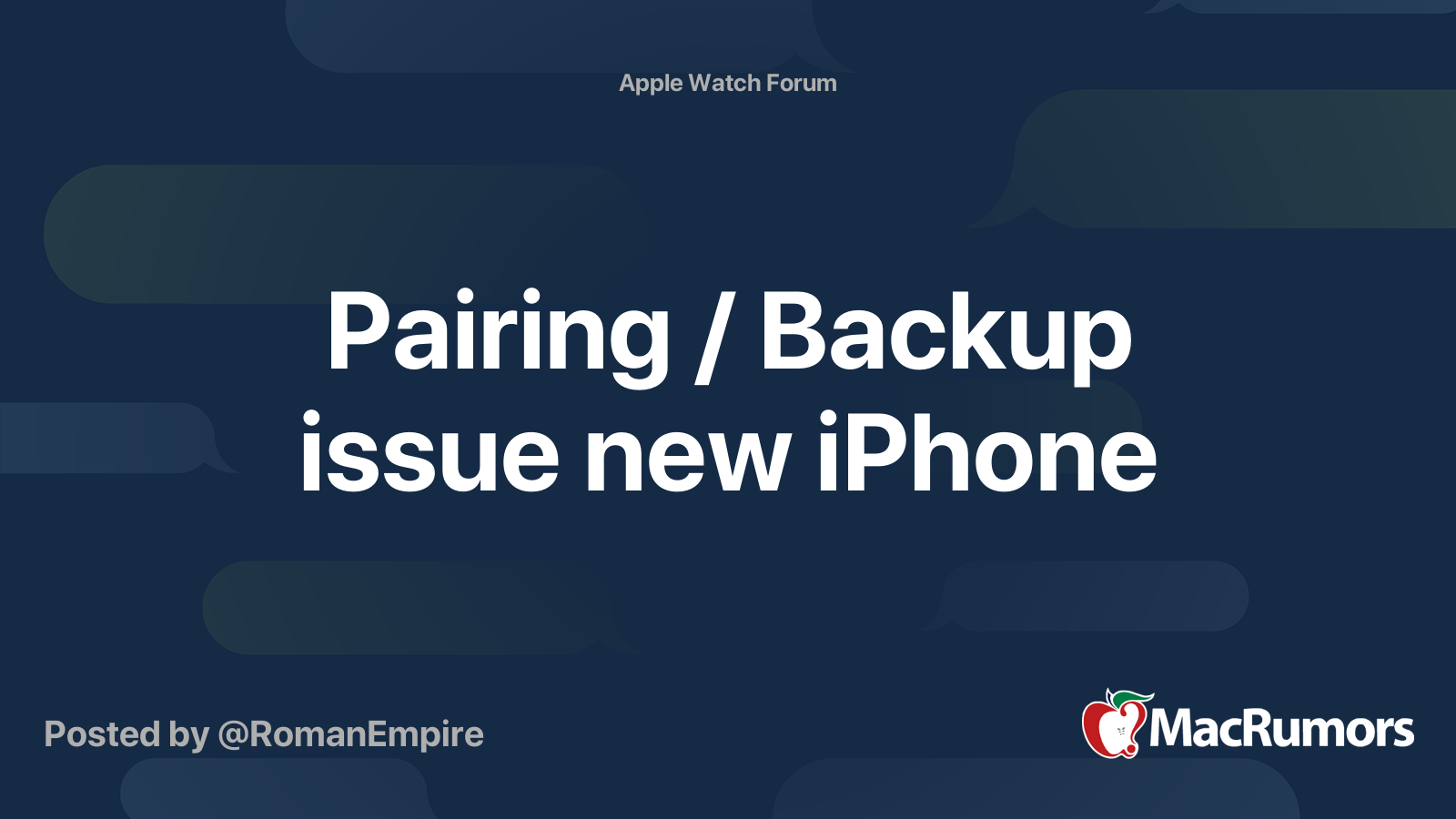 Pairing / Backup issue new iPhone | MacRumors Forums