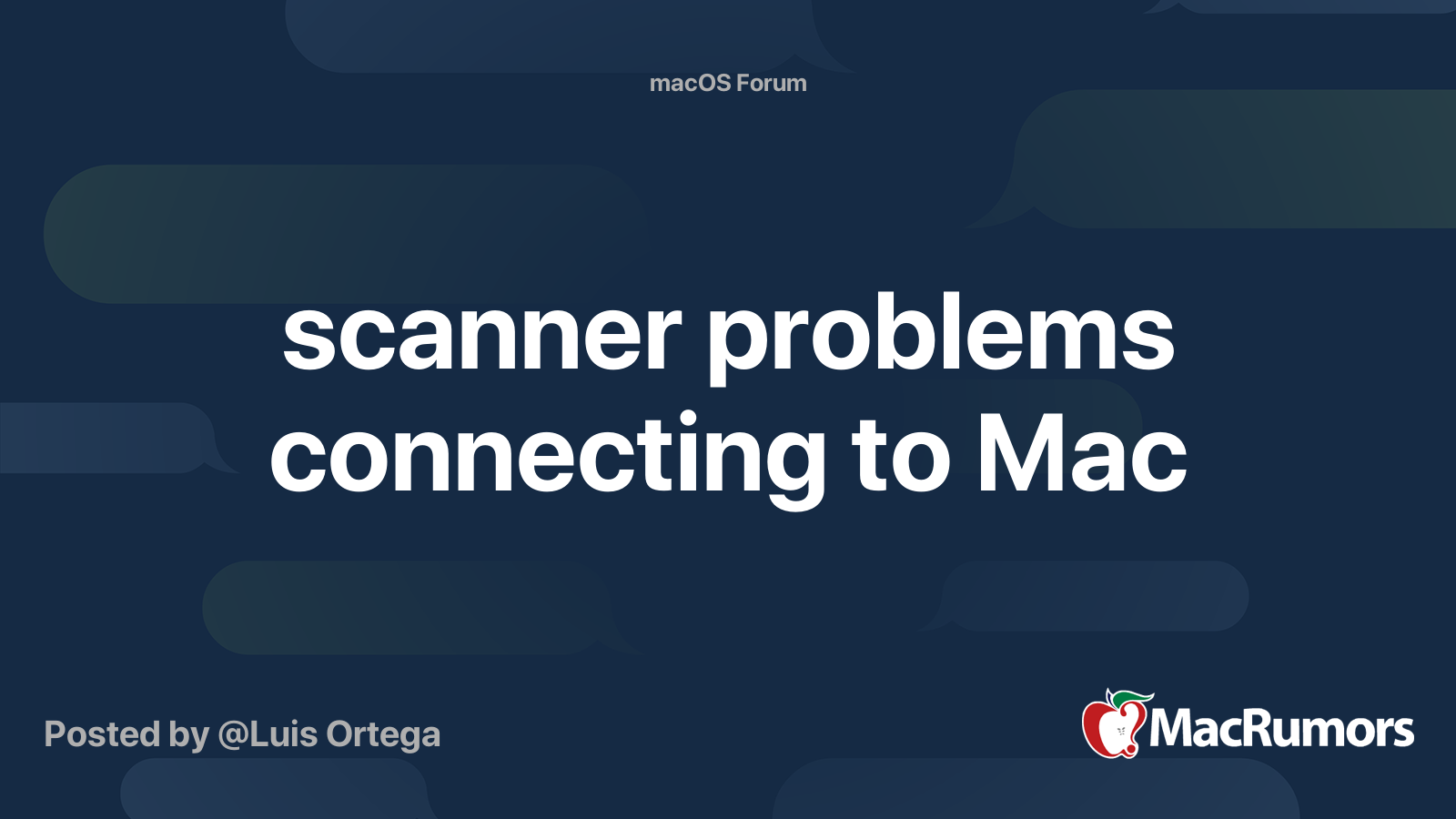 scanner problems connecting to Mac | MacRumors Forums