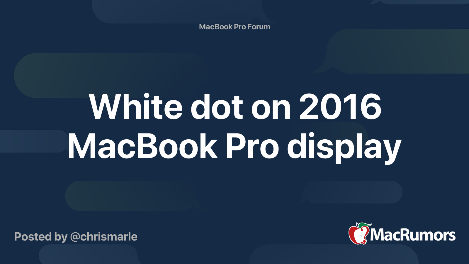 White dot on 2016 MacBook Pro display | MacRumors Forums