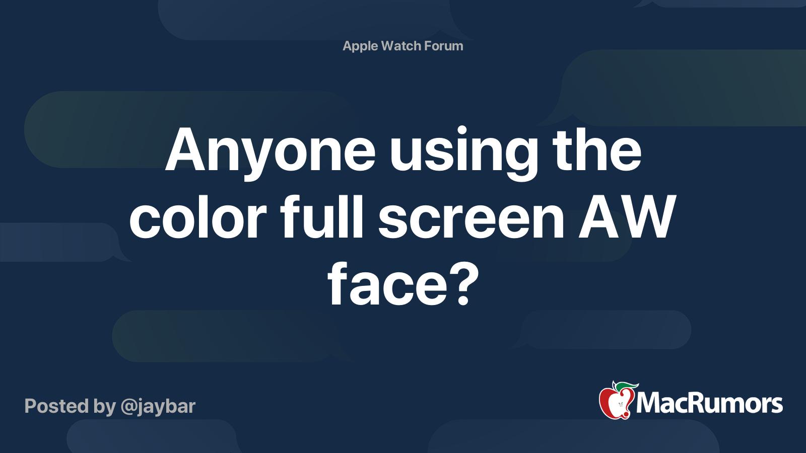 Anyone using the color full screen AW face? | MacRumors Forums