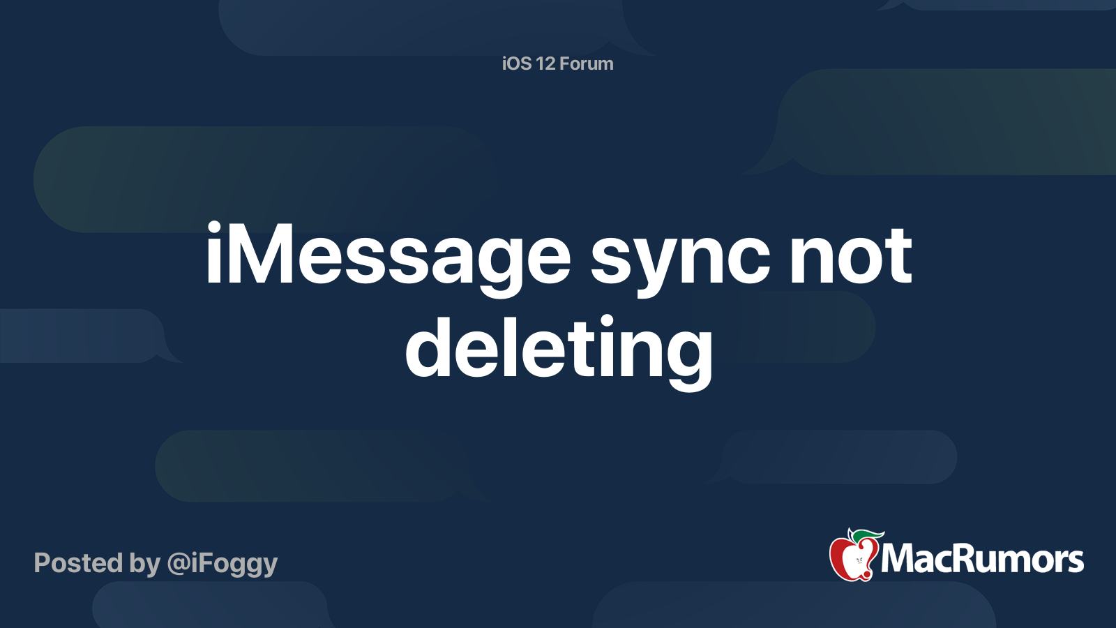 iMessage sync not deleting | MacRumors Forums