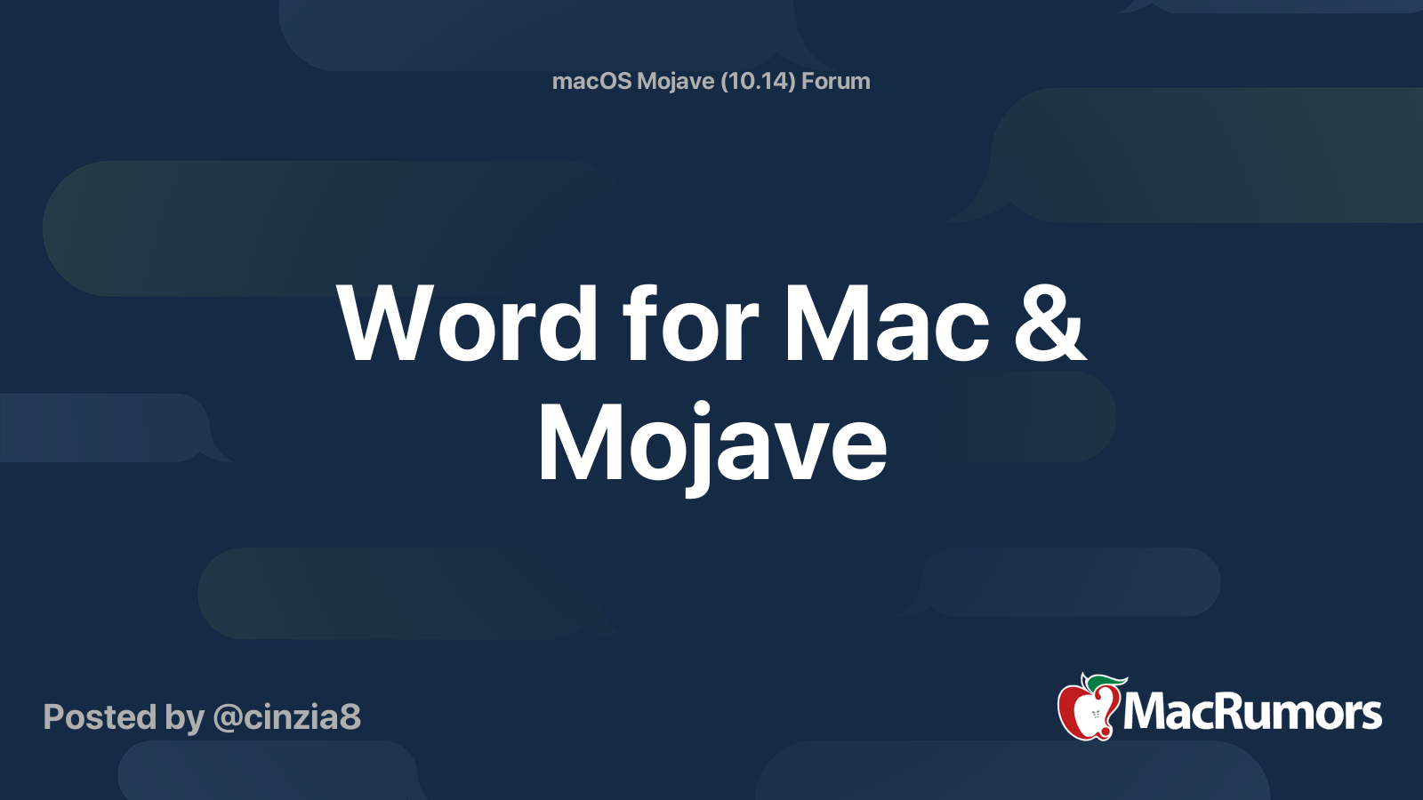 Word for Mac & Mojave | MacRumors Forums