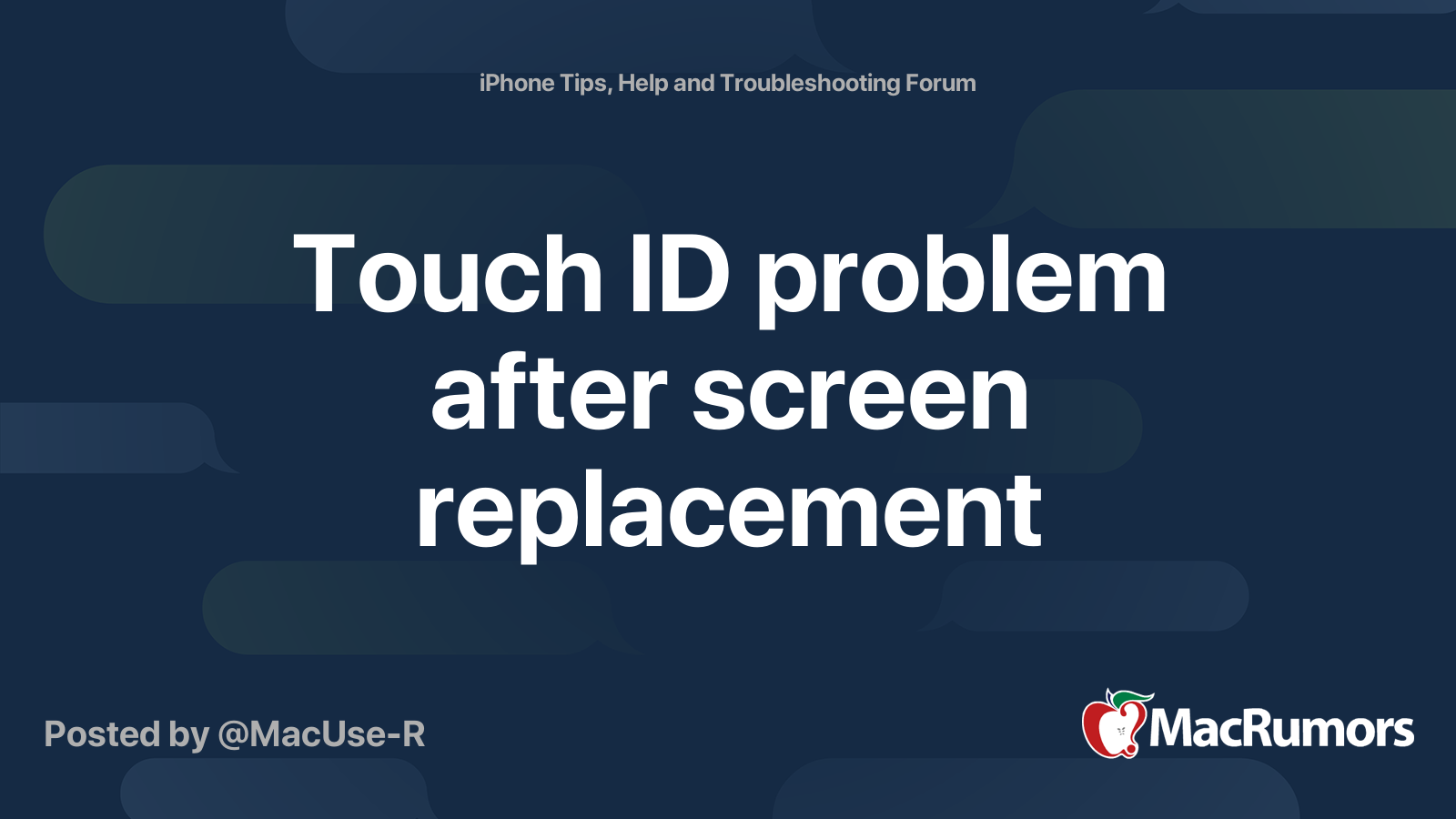 Touch ID problem after screen replacement | MacRumors Forums