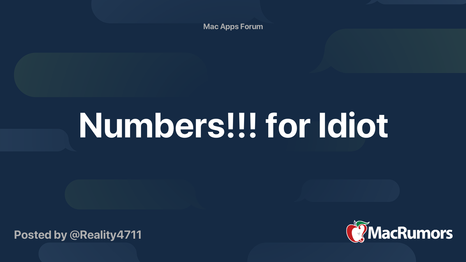 Numbers!!! for Idiot | MacRumors Forums