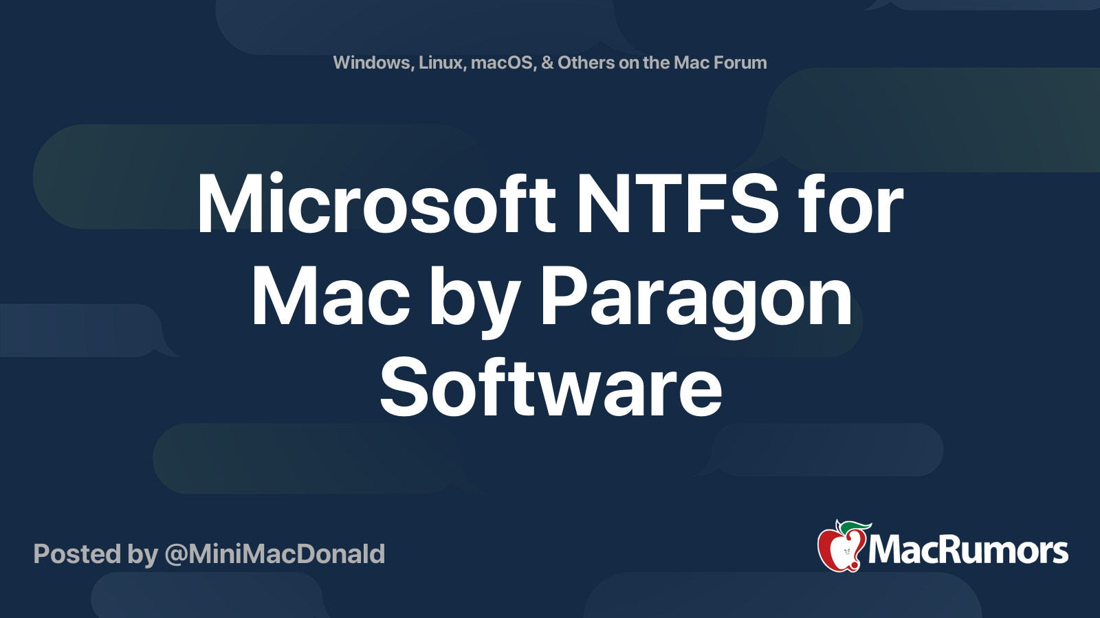 Microsoft NTFS for Mac by Paragon Software | MacRumors Forums
